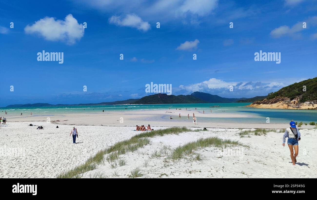 Whitehaven Beach panorama. Whitsundays' silica sand meets turquoise ...