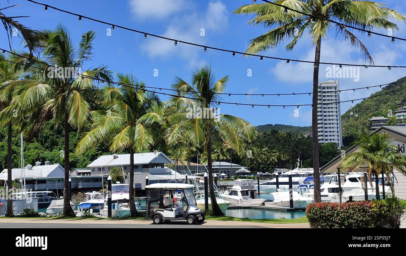 Hamilton Island lookout boasts a panoramic view of the clear blue sky ...