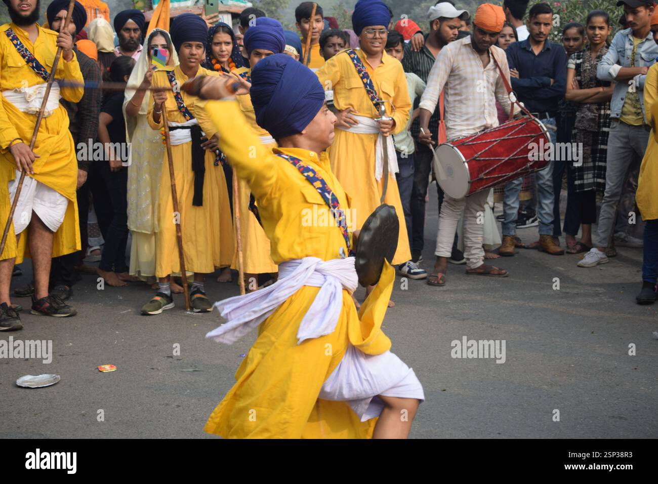 Delhi, India, November 17, 2024 - Sikhs display gatka and martial arts during annual Nagar ...