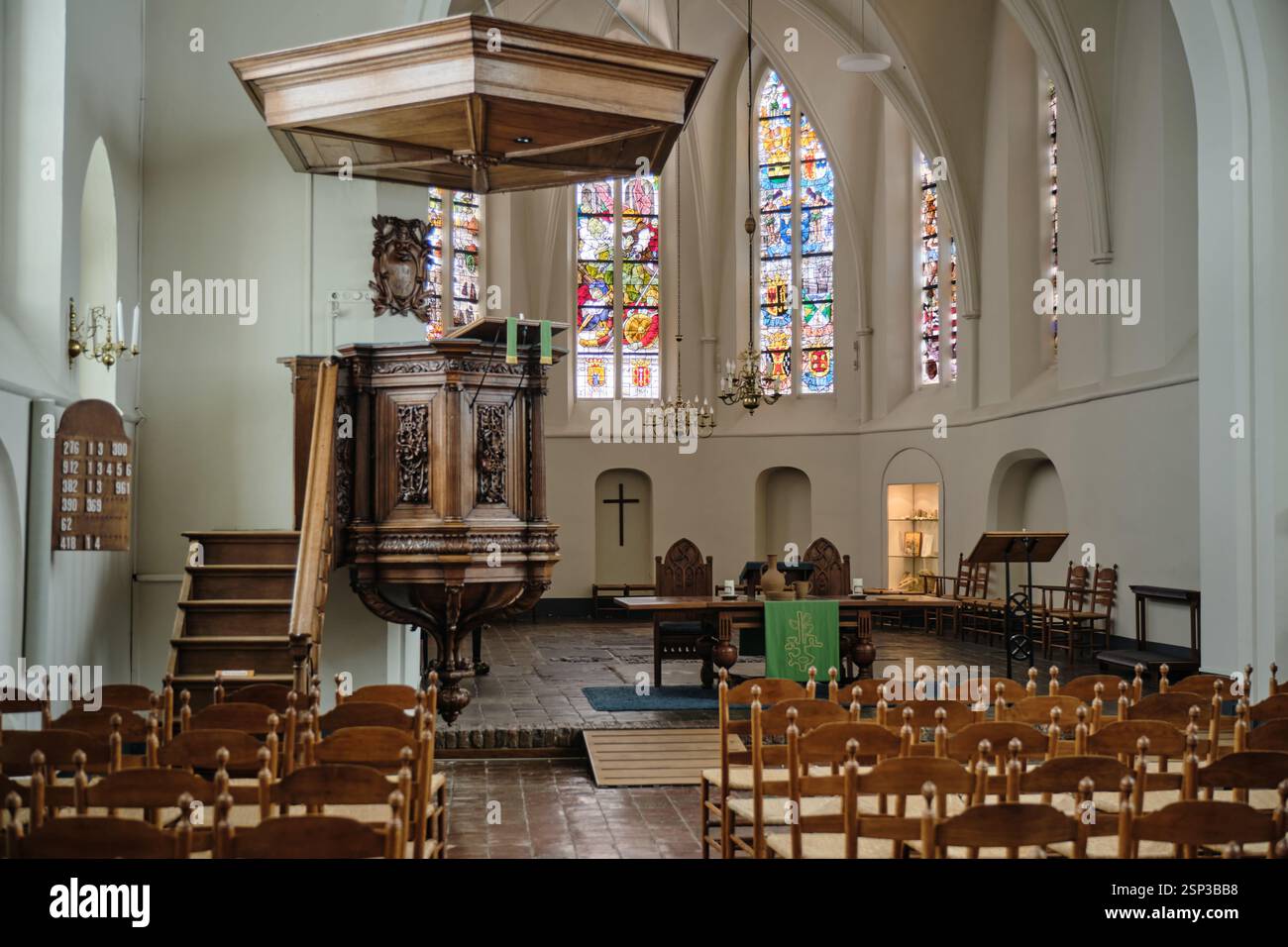 February 12, 2025 - Rolde, Netherlands: The interior of Jacobus Church ...