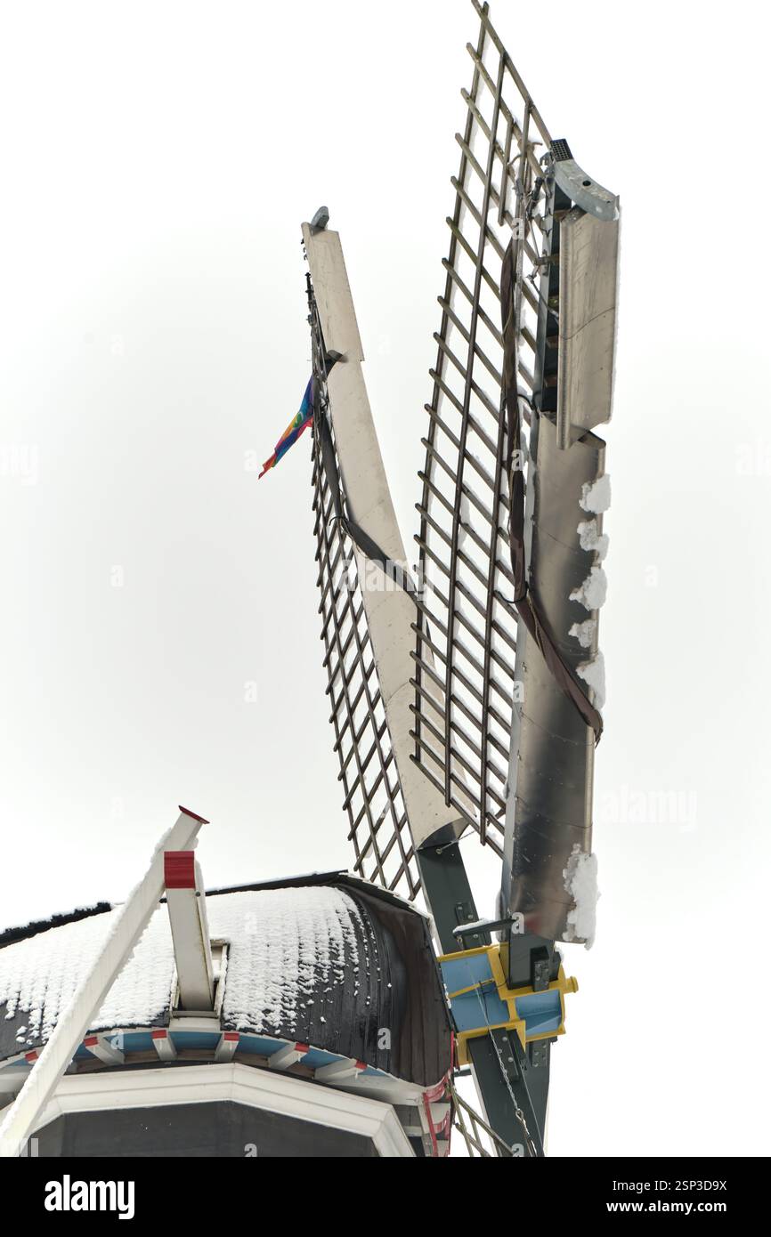 A detailed view of the windmill blades or sails in Rolde, Netherlands ...