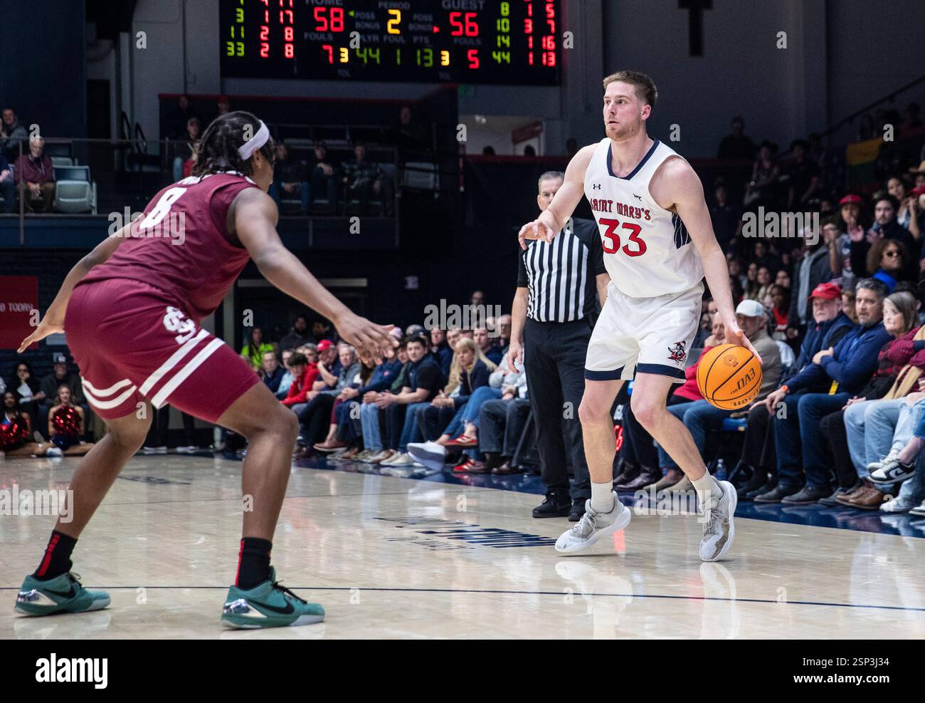 Moraga, CA U.S. 16th Feb, 2025. A. Saint Marys forward Luke Barrett (33 ...