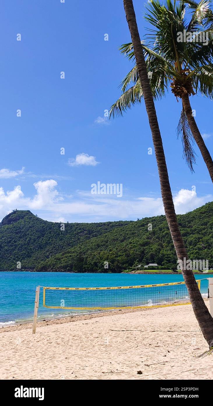 Hamilton Island playground: a volleyball net stands ready on a pristine ...