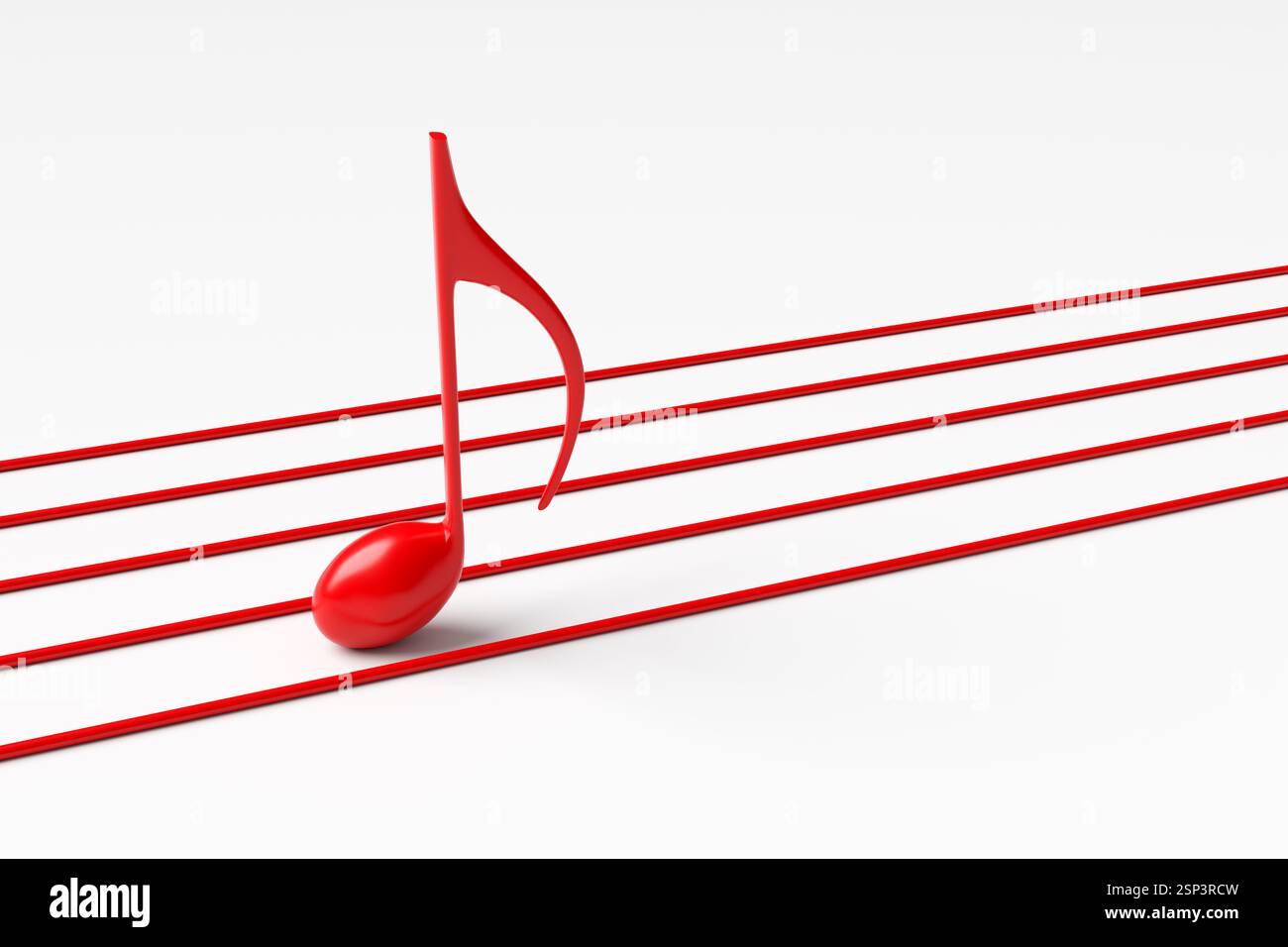 Musical composition and songwriting. Red musical note standing on a red ...