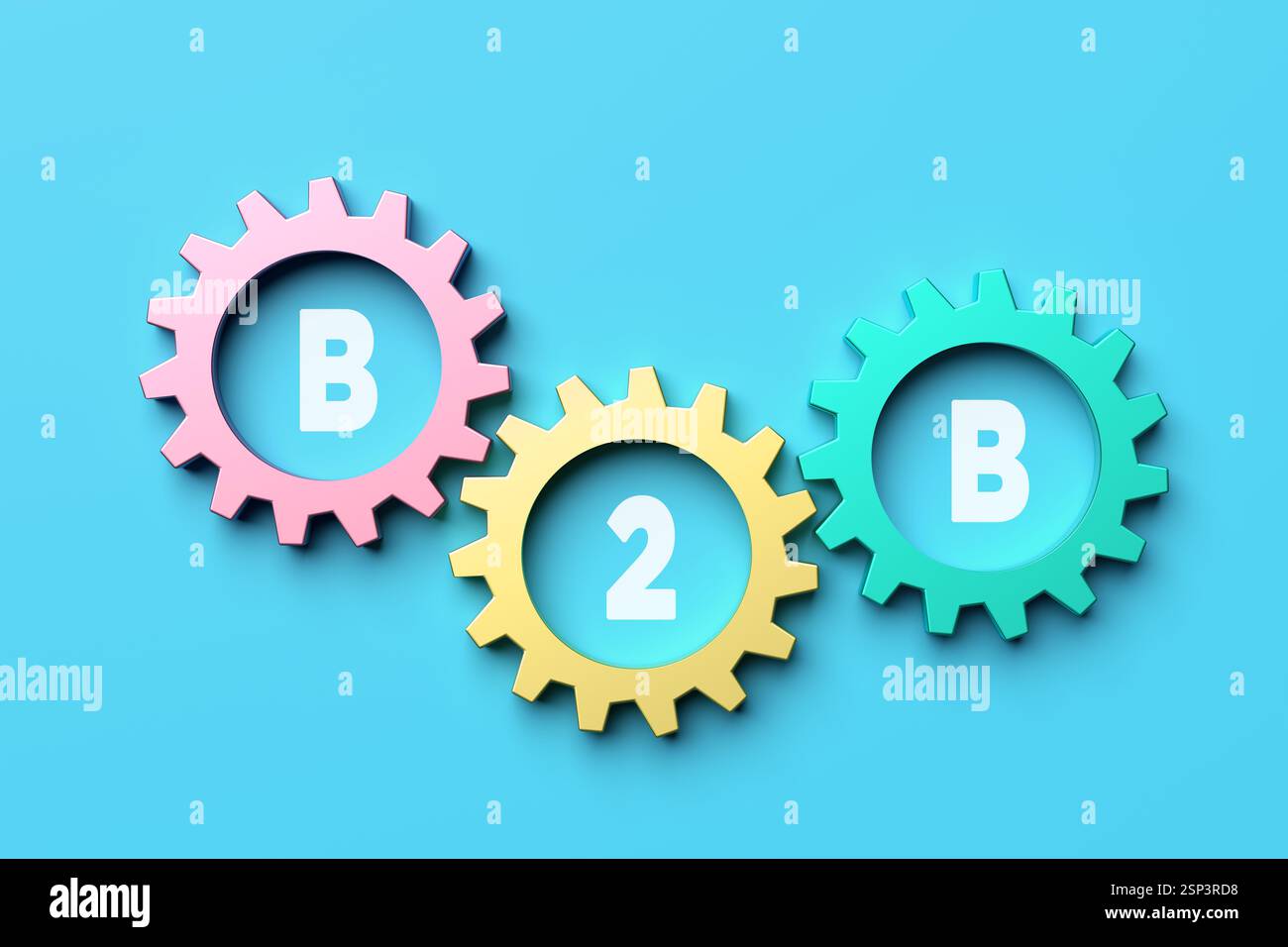 Business to business concept. Three colorful gears, labeled with b2b ...
