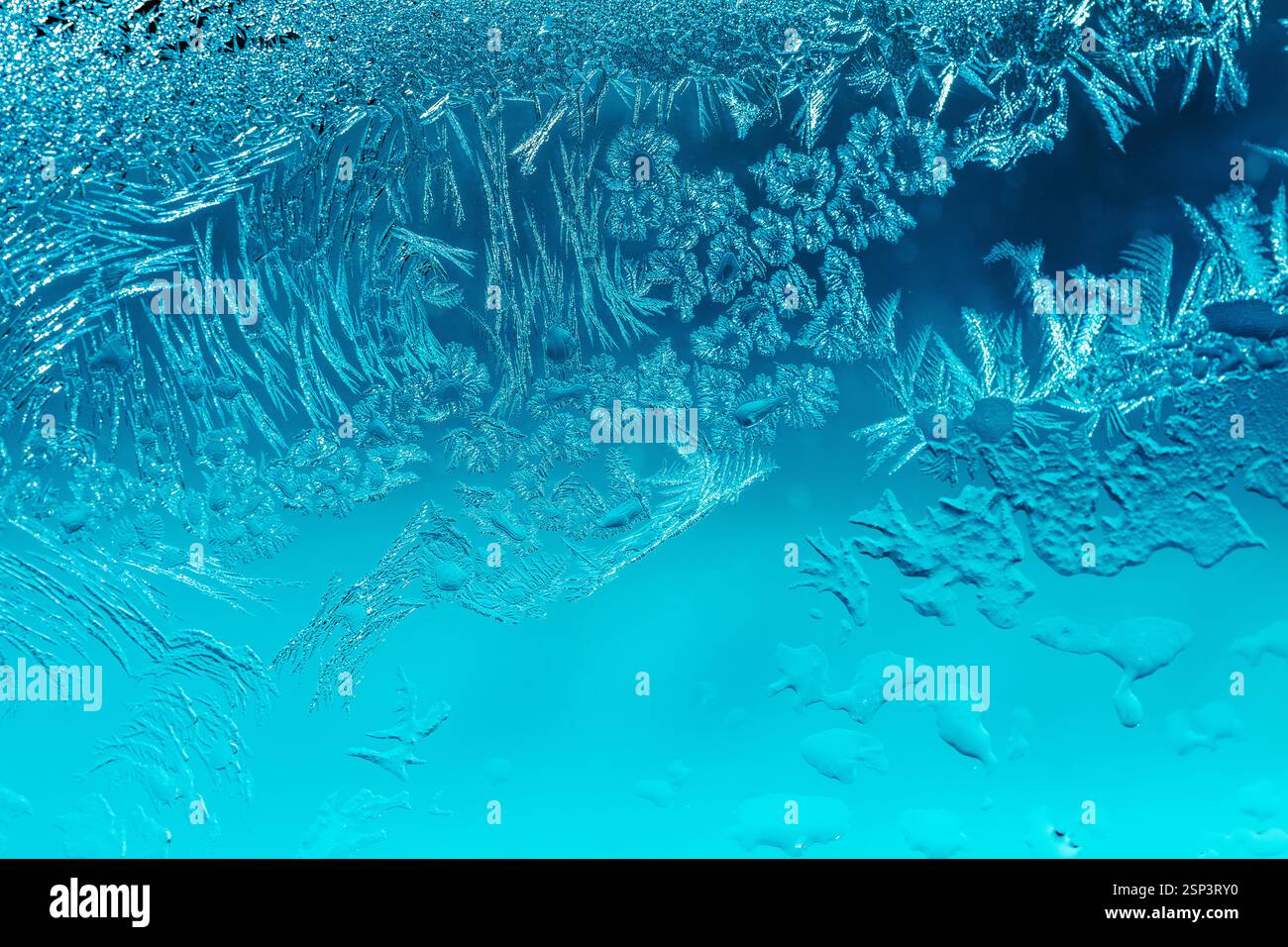 Ice texture on the frozen glass. Abstract background. Gradient color ...