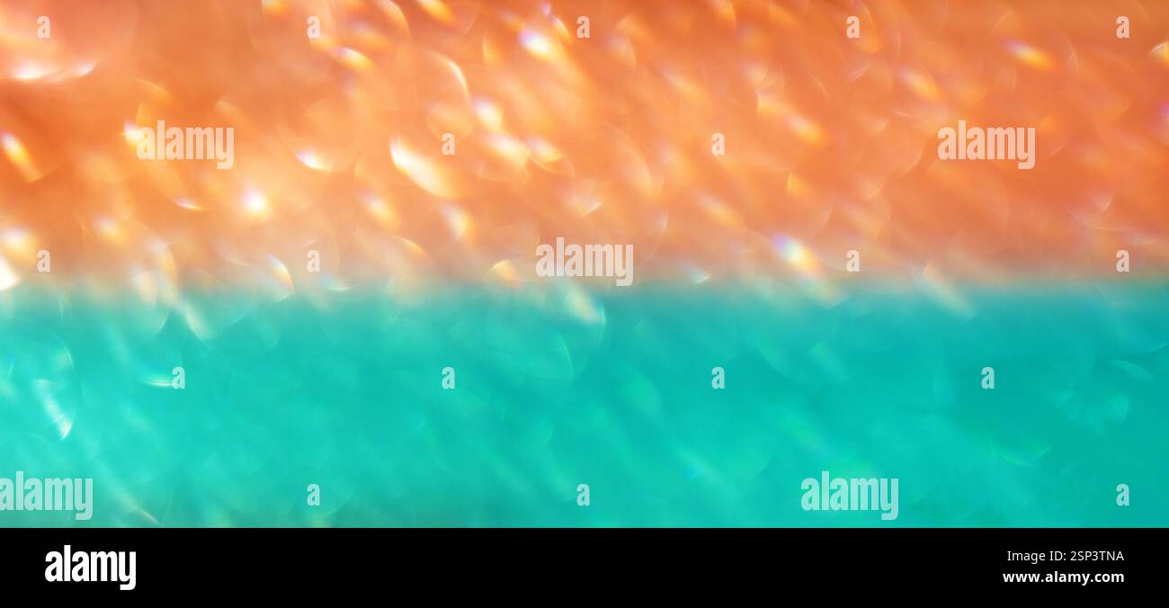 Orange-green gradient abstract glitter background. Horizontal banner ...