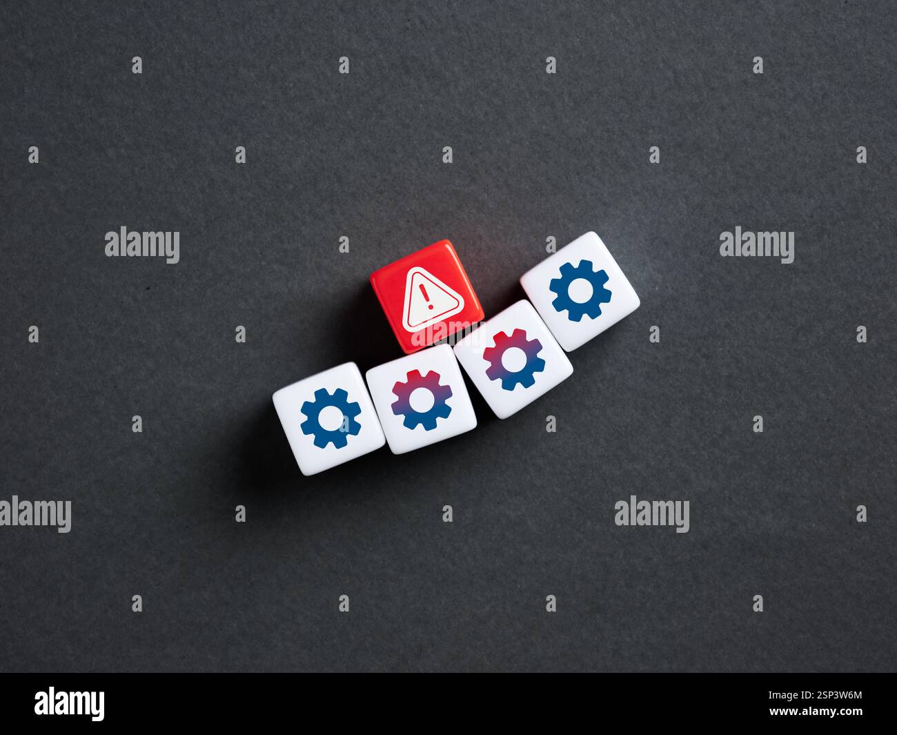 System error. Malfunction of the production process. Red dice showing ...