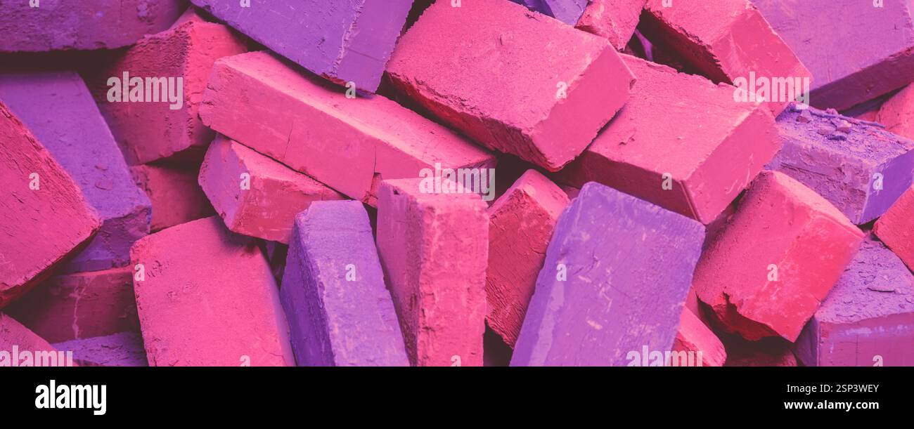 Clay handmade bricks. Abstract pile of bricks background. Bright ...