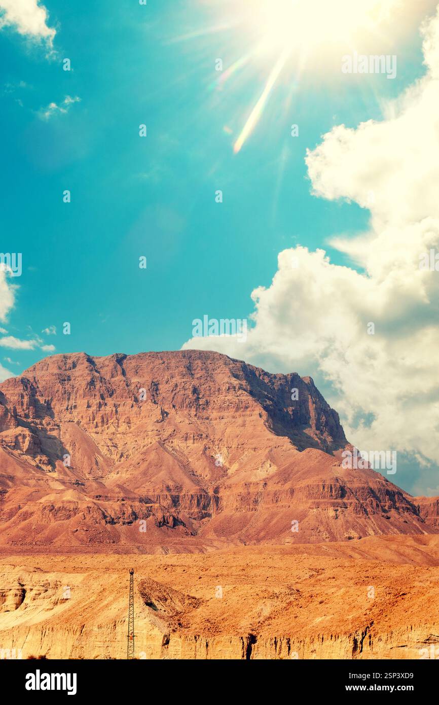 Mountain landscape on a sunny day. Negev Desert. Vertical image Stock ...