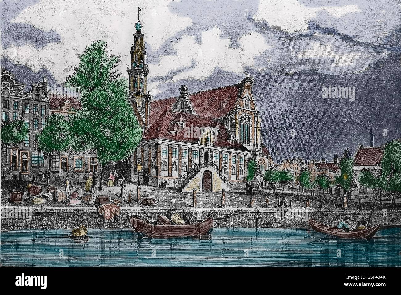 Netherlands. Amsterdam. View of the Westerkerk churh. Engraving, 1858 ...