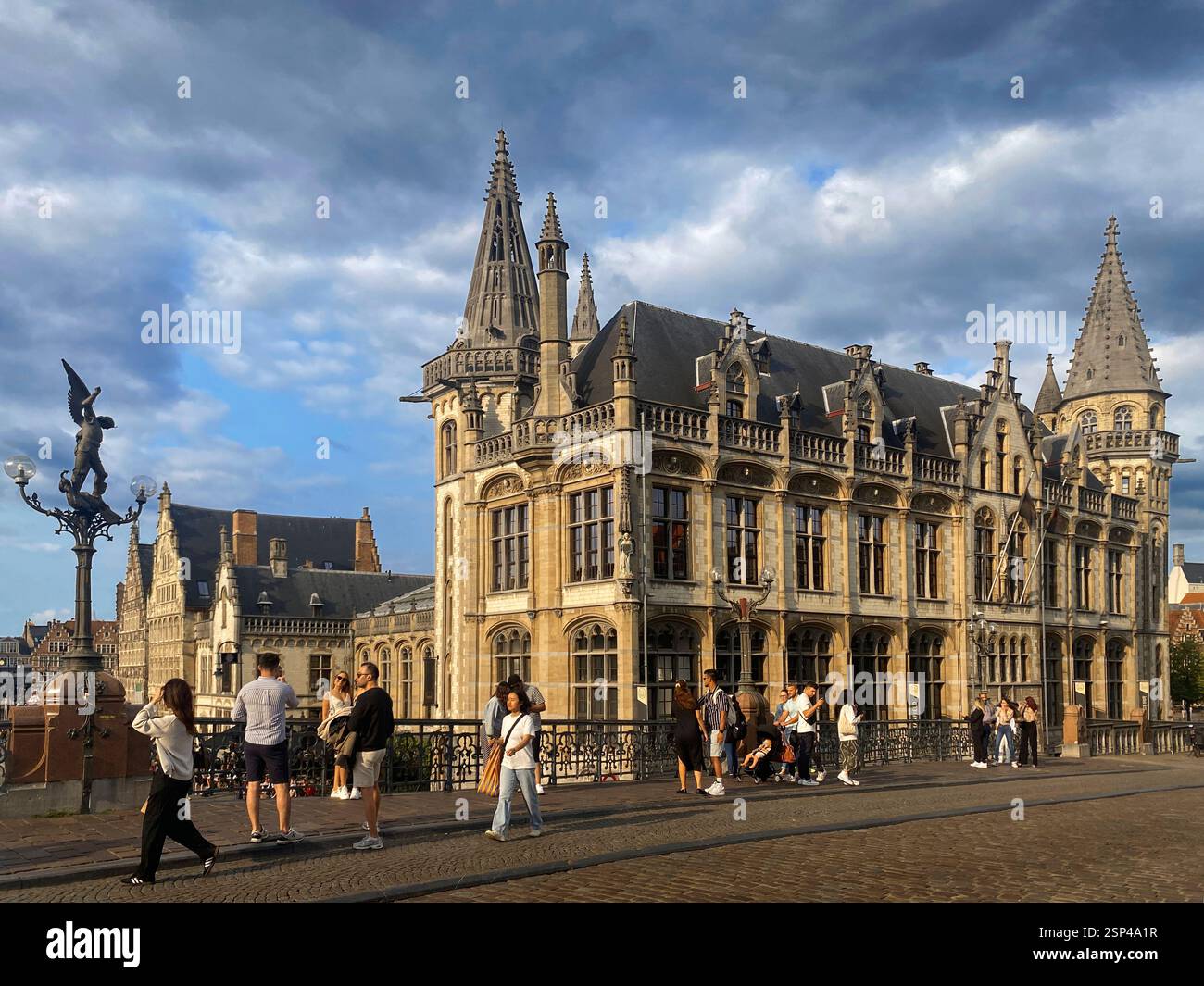 Gent, Belgium. Medieval buildings and the old Post Office as seen from ...