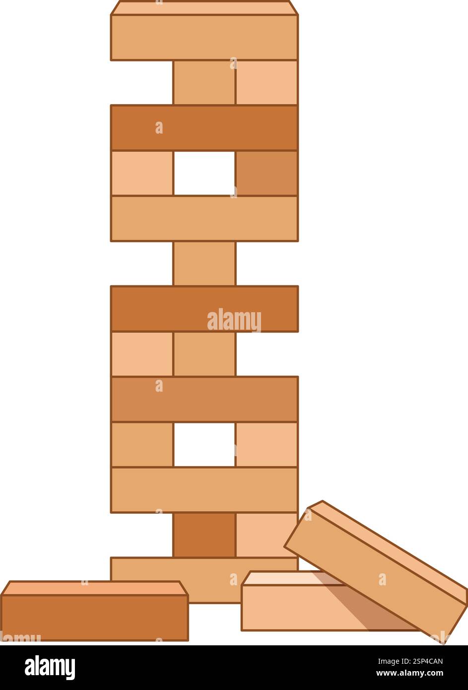 Tower games for kids icon in flat style. Wooden block puzzle vector ...
