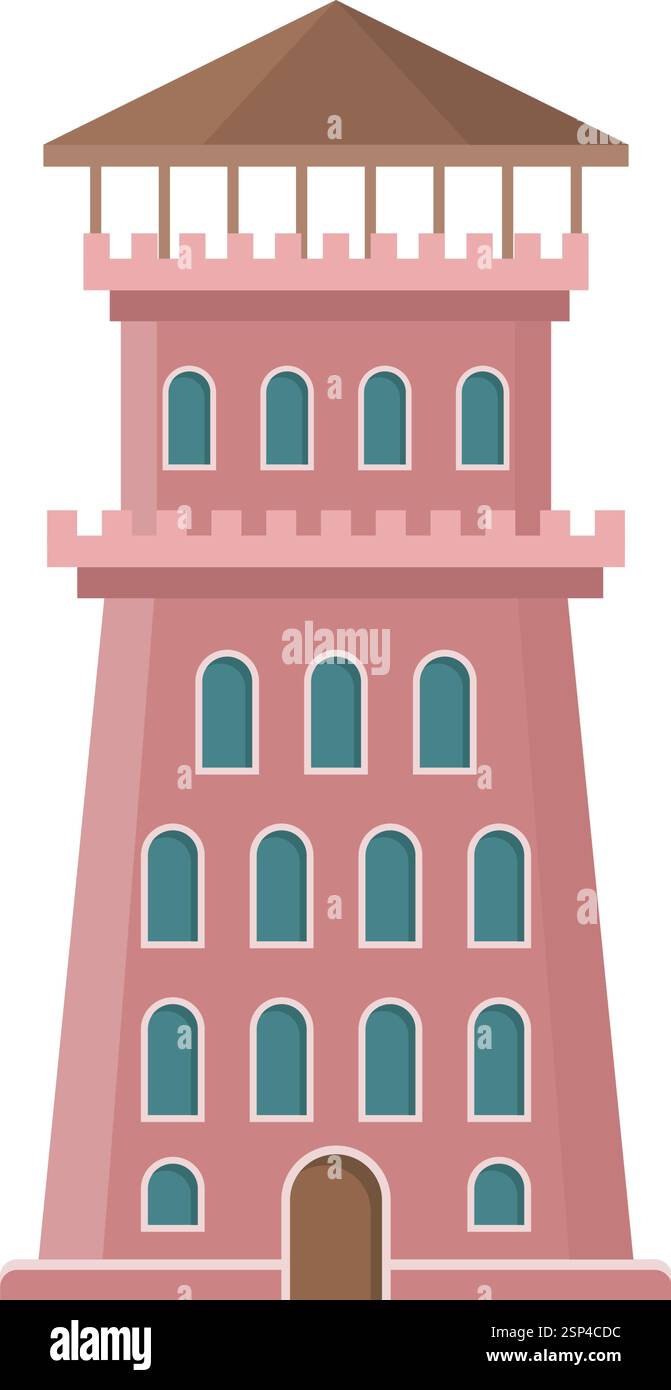 Castle tower icon in flat style. Medieval citadel vector illustration ...