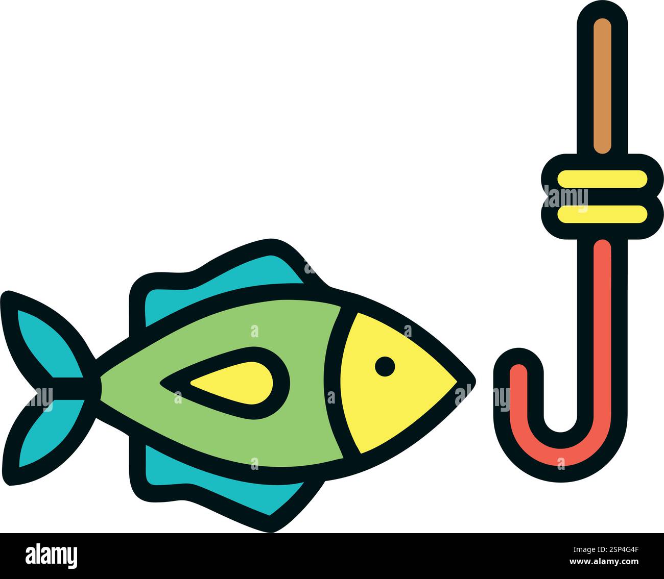 Fishing activity with hooked fish illustration Stock Vector Image & Art ...
