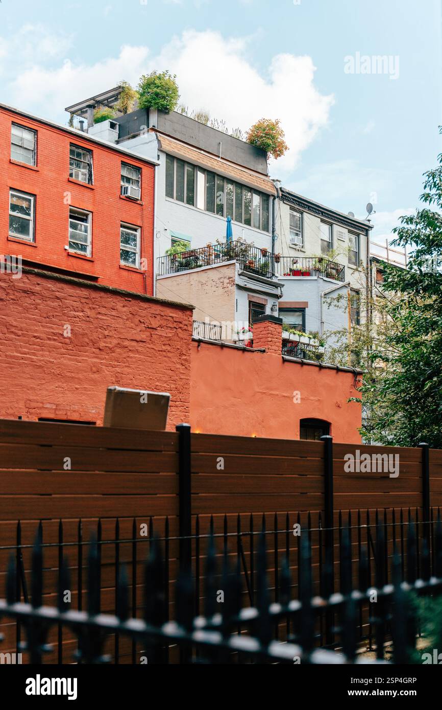 Colorful buildings display unique architectural styles in a New York ...