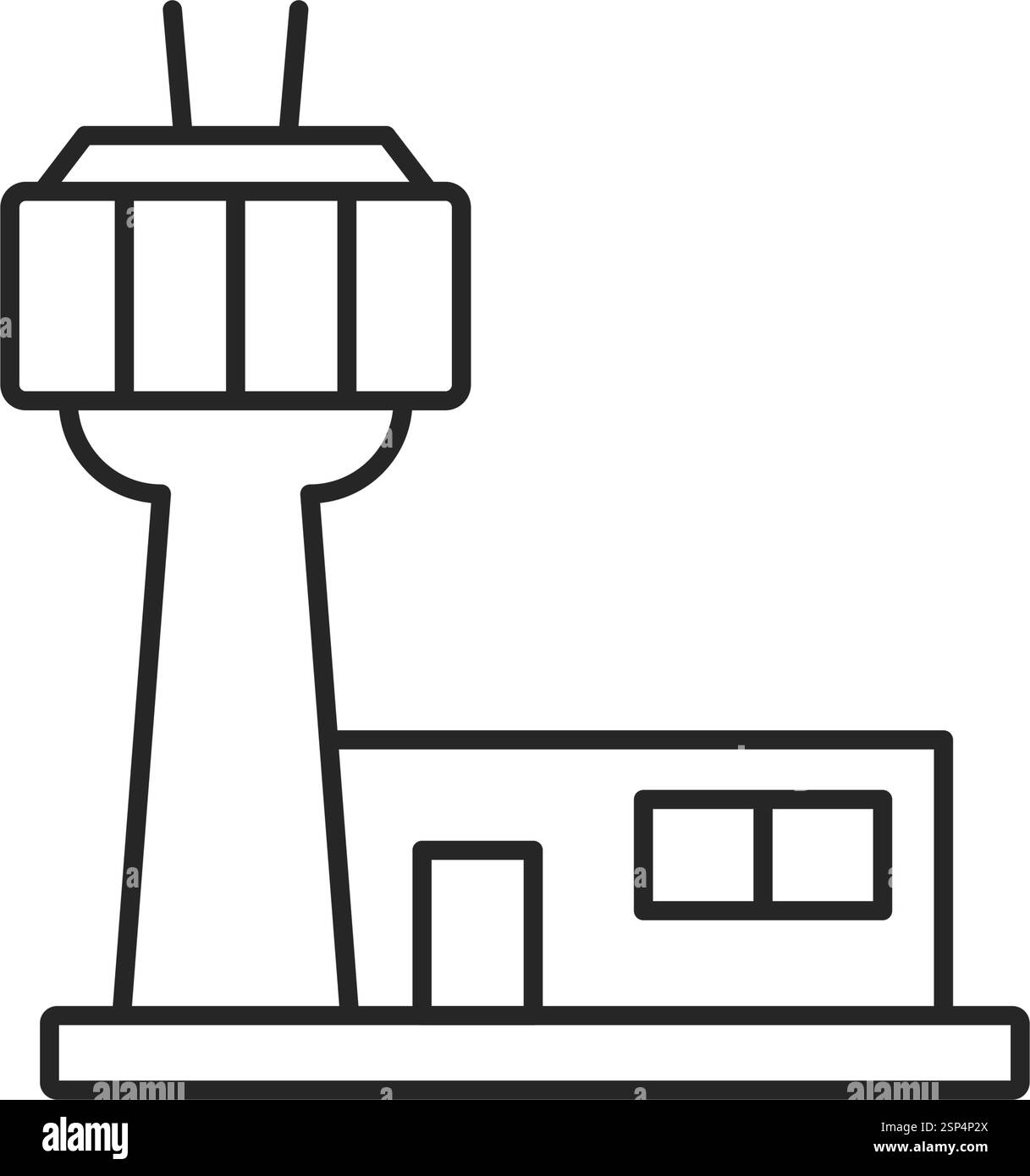 Flight control tower icon in flat style. Navigation monitor vector ...