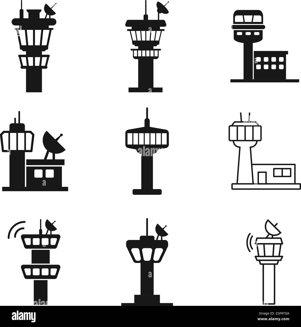 Airport flat concept set Black and White Stock Photos & Images - Alamy