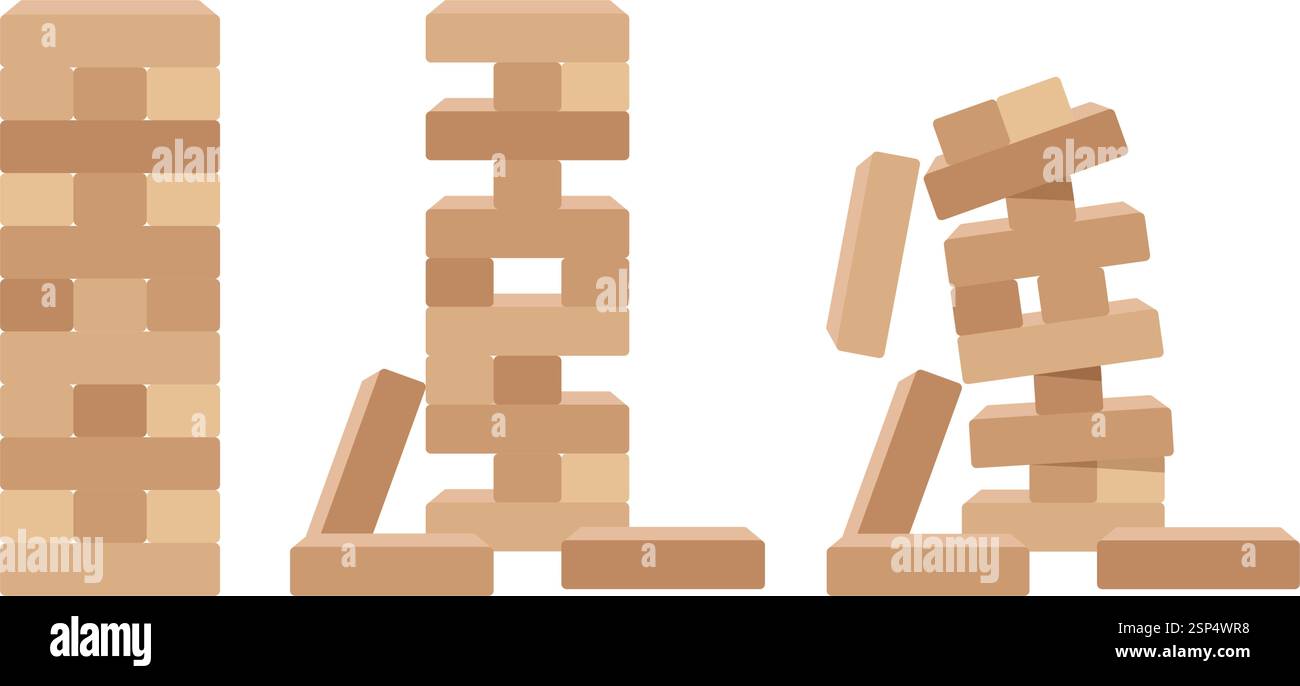 Tower games for kids icon in flat style. Wooden block puzzle vector ...