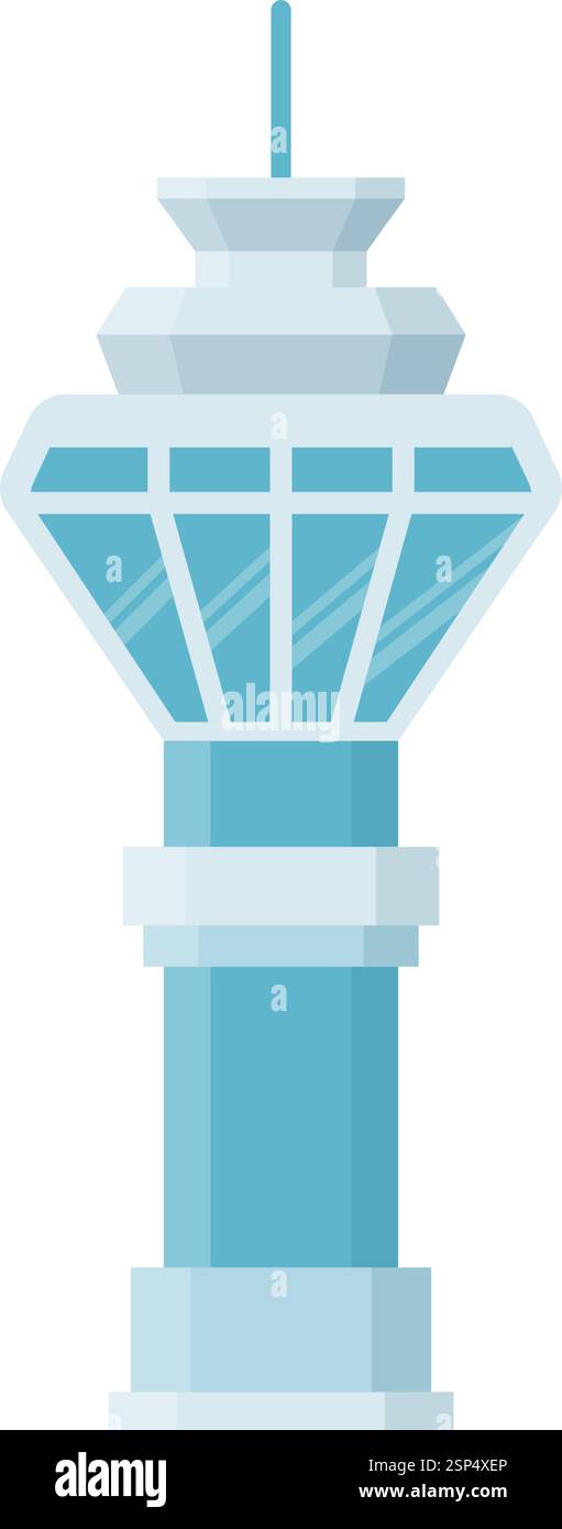 Flight control tower icon in flat style. Navigation monitor vector ...