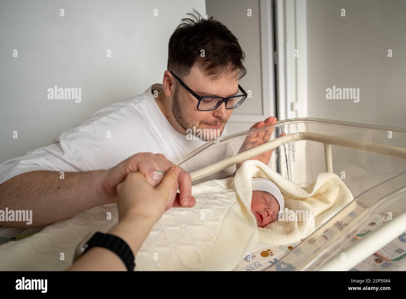 Happy Father Adoring His Newborn Baby in Hospital Stock Photo - Alamy