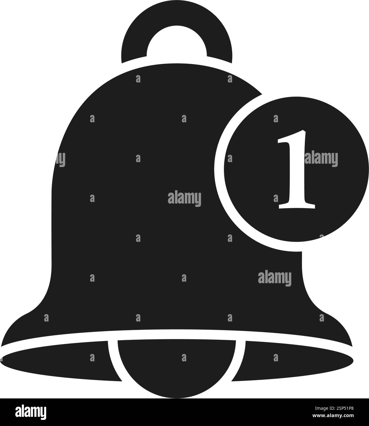 Notification bell icon in flat style. Incoming inbox message vector illustration on isolated ...
