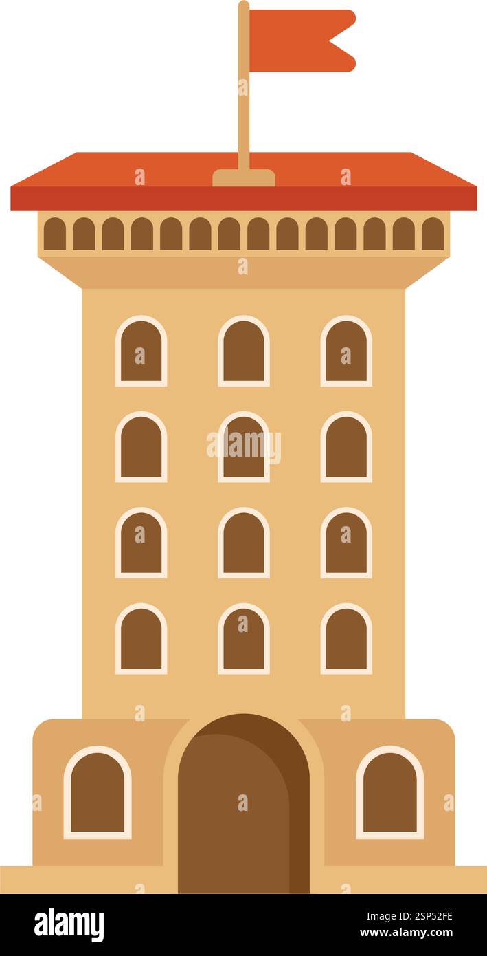 Castle tower icon in flat style. Medieval citadel vector illustration ...