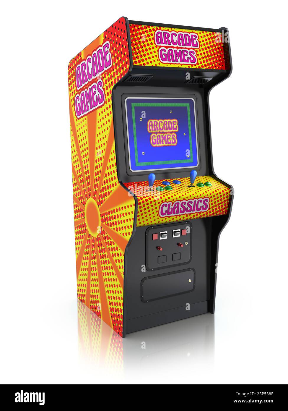 Colorful retro arcade game machine with abstract design - 3d ...