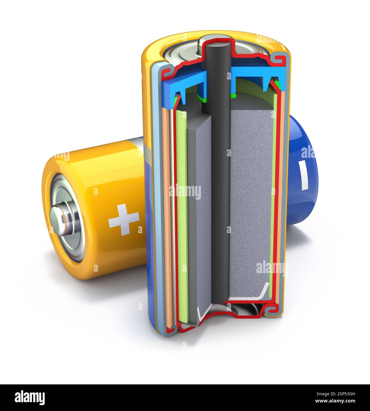 Cross section of dry cell battery - 3D illustration Stock Photo - Alamy