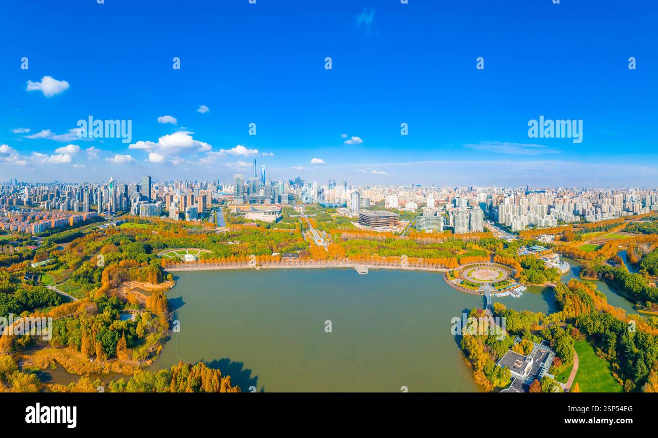 Aerial photography of Century Park in Pudong New Area, Shanghai, China ...