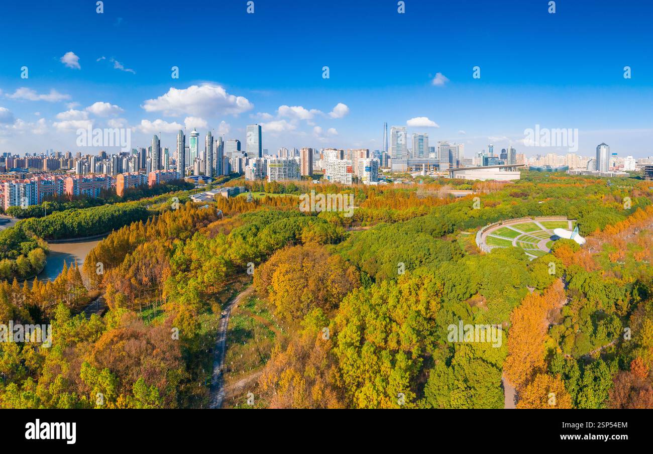 Aerial photography of Century Park in Pudong New Area, Shanghai, China ...