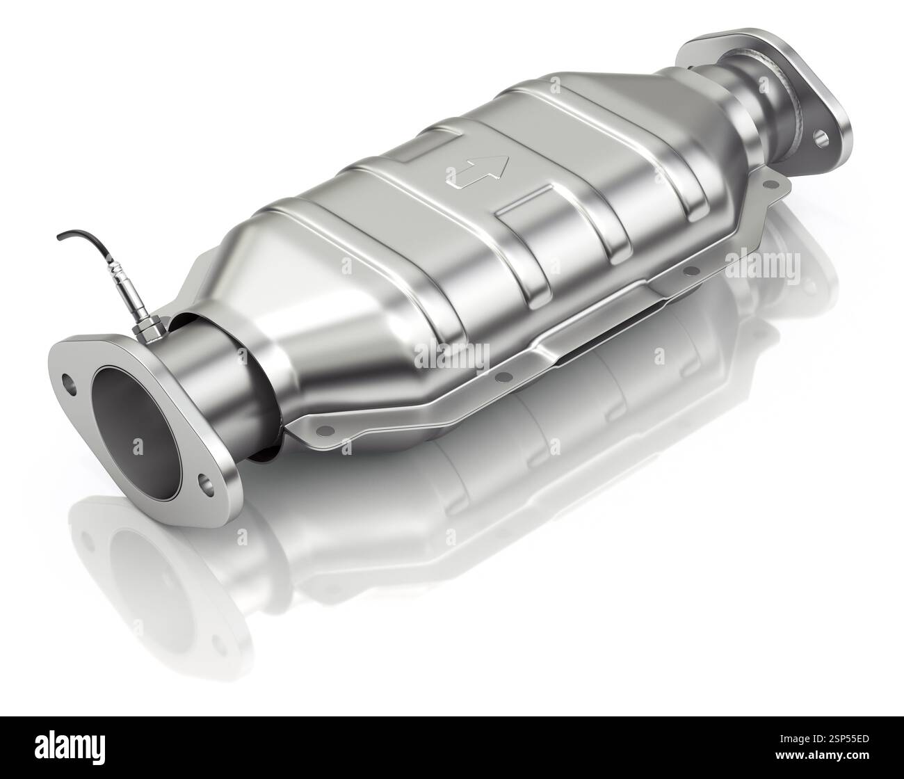 Catalytic converter with sensor flue gas (lambda sensor) on white ...