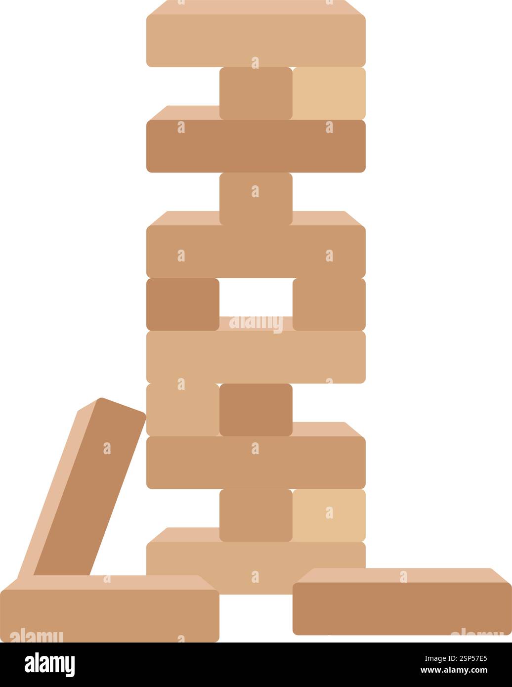 Tower games for kids icon in flat style. Wooden block puzzle vector ...