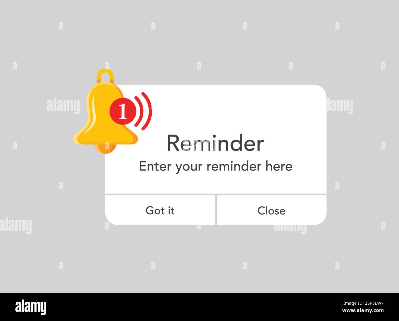 Reminder notifications page with alert bell icon in flat style. Event ...