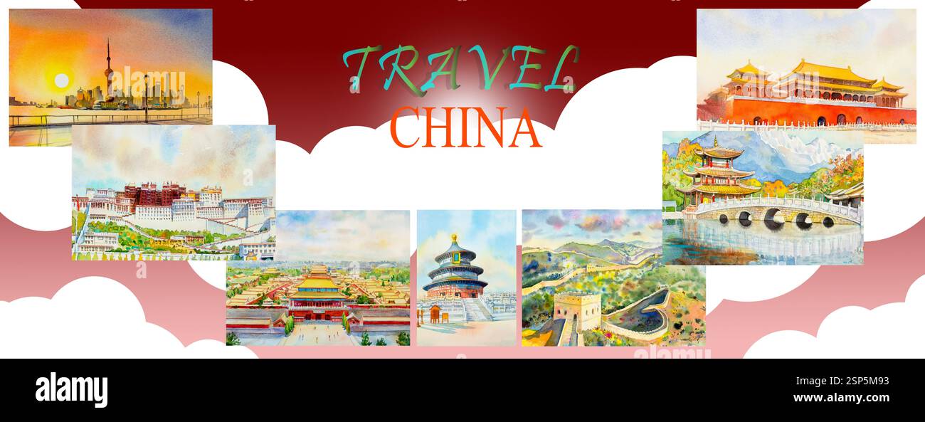 Travel around the world and sights. Famous landmarks in China grouped ...