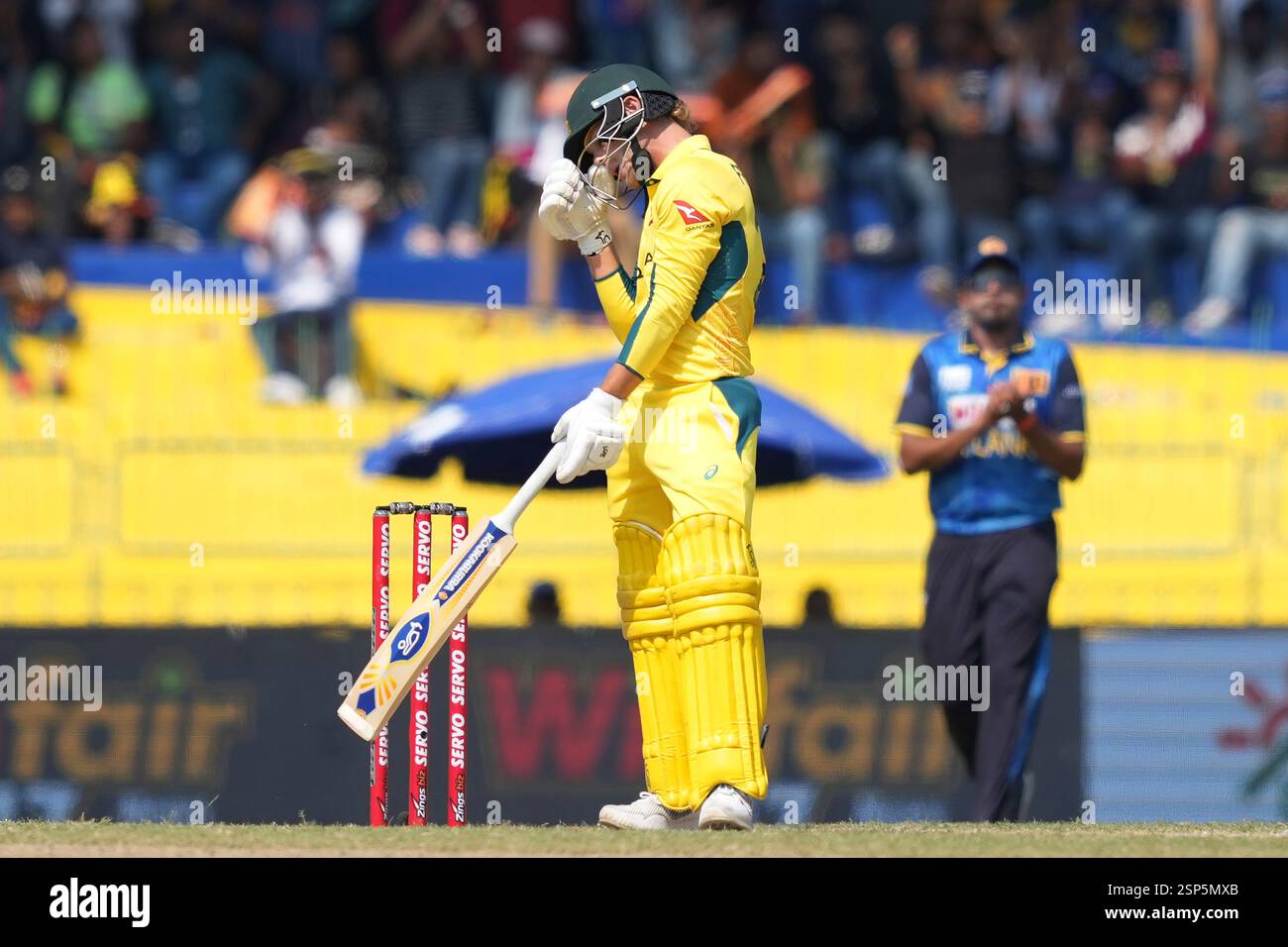 Australia's Jake Fraser-McGurk reacts after losing his wicket during ...