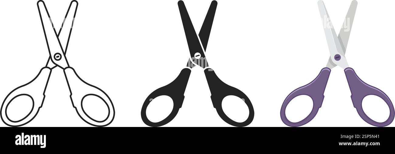 Scissor icon set collection in flat style. Cutting hair equipment ...