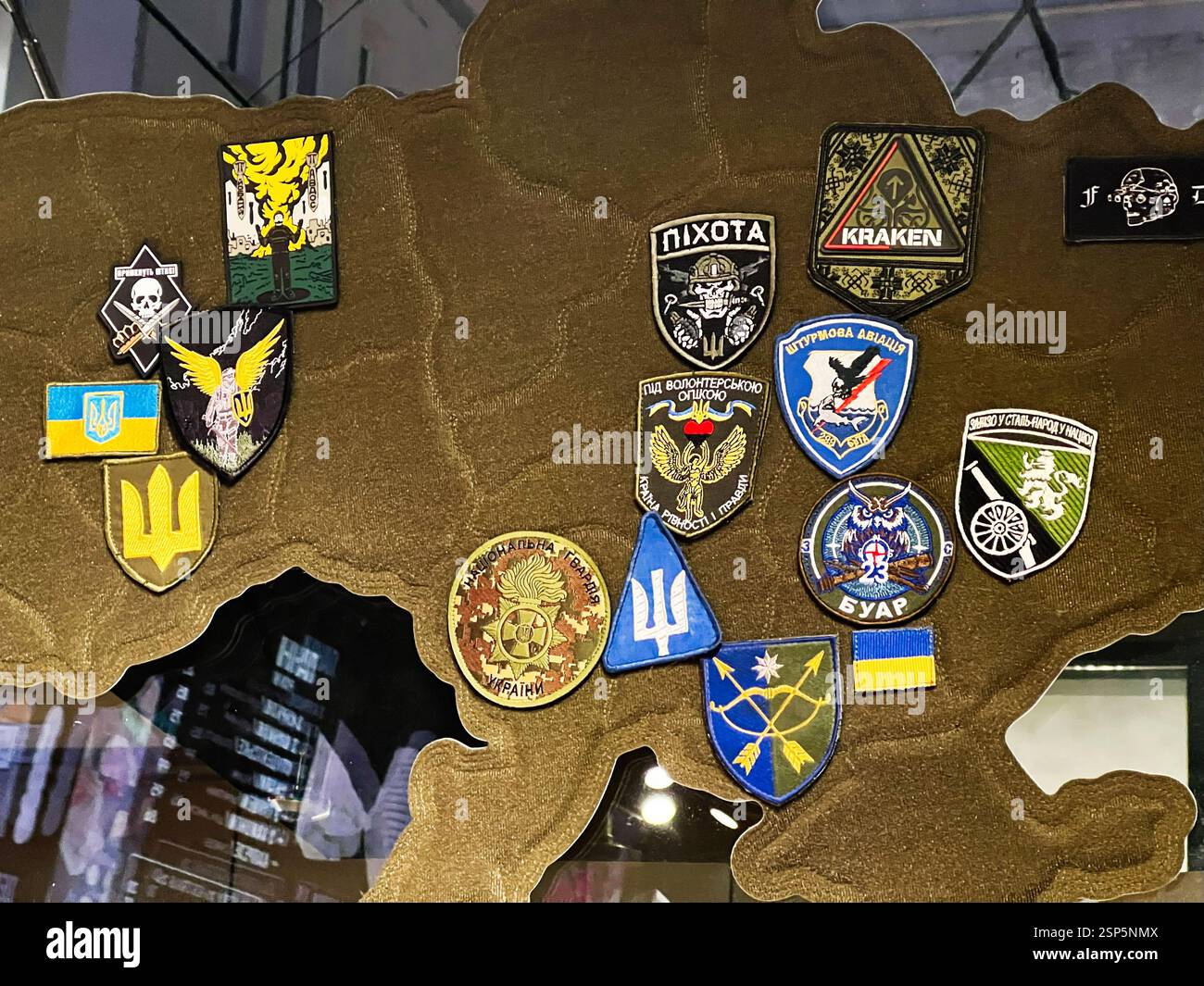 Lviv, Ukraine - February 13, 2025: Colorful ukrainian military patches ...