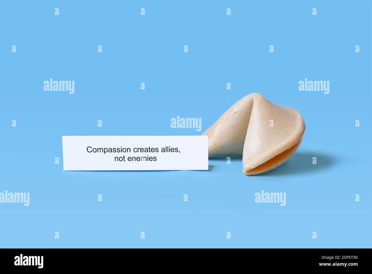 Fortune cookie with motivational text saying 'Compassion creates allies ...