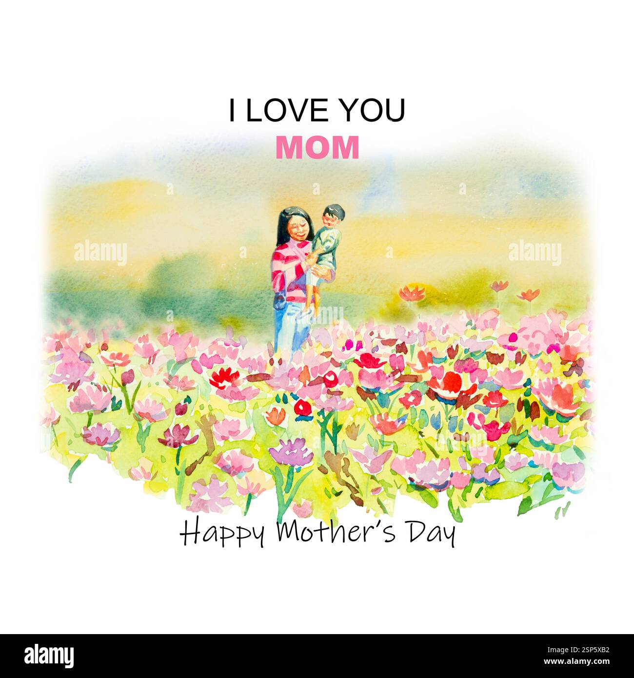 Happy family on daisy Cut Out Stock Images & Pictures - Alamy