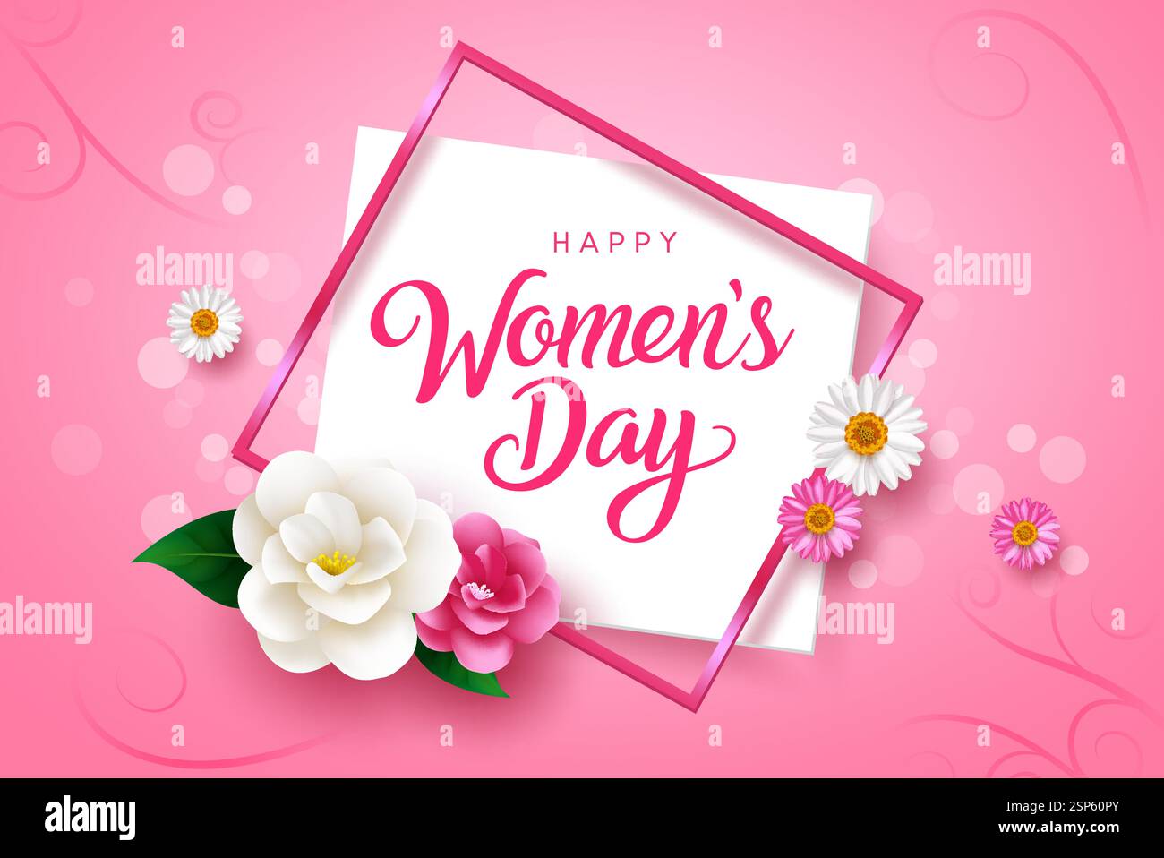 Happy women's day text vector template design. Women's day in empty ...