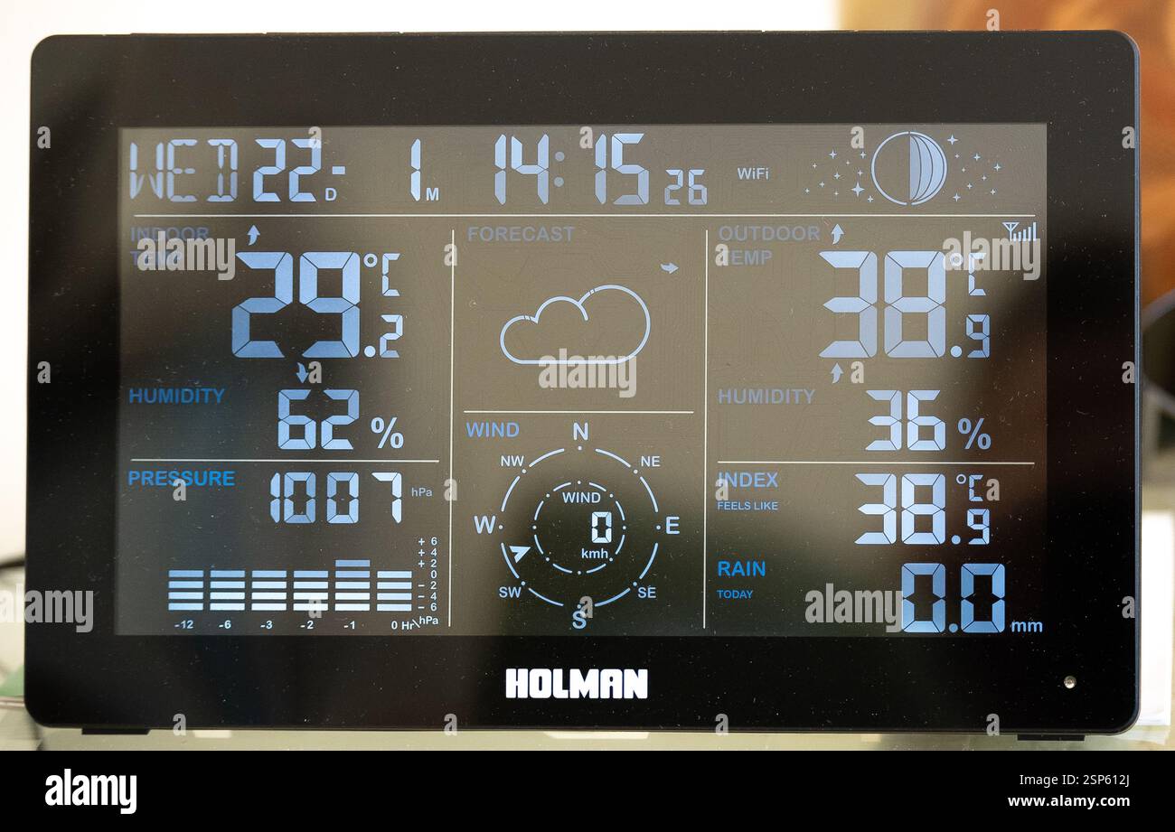 Desktop weather station display screen in Queensland house, Australia ...