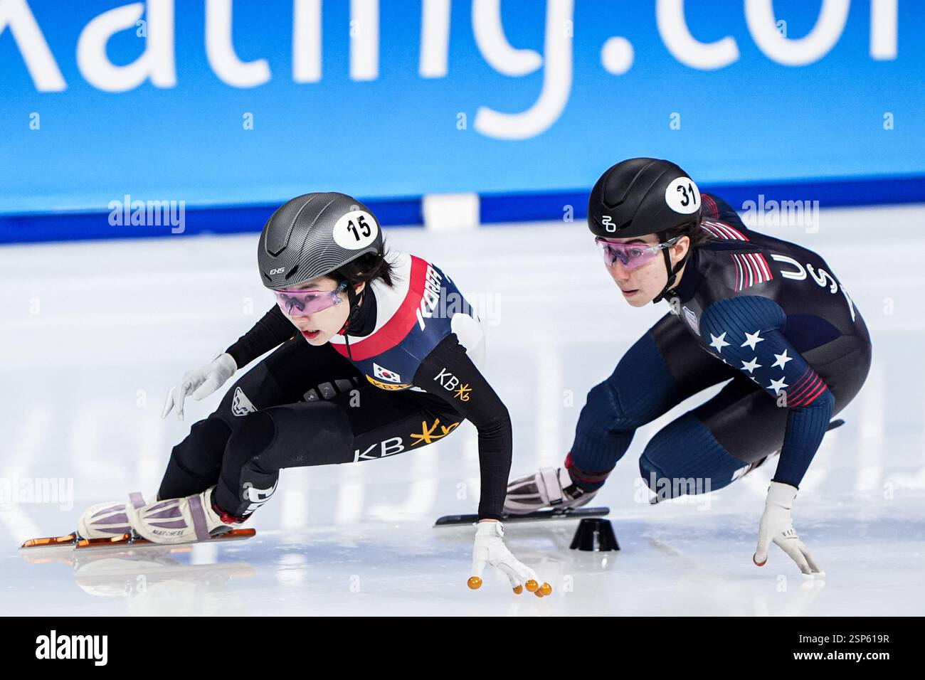 Milan, Italy. 14th Feb, 2025. MILAN, ITALY - FEBRUARY 14: Soyeon Lee of South Korea, Julie Letai ...