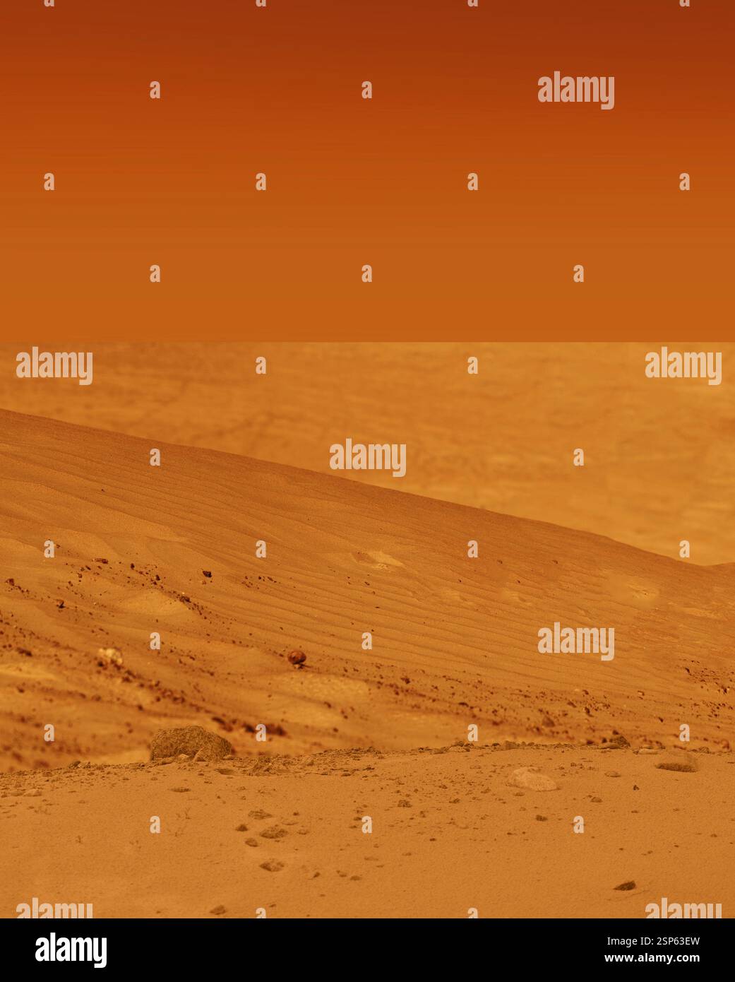 Martian orange sand hills landscape background Stock Photo - Alamy