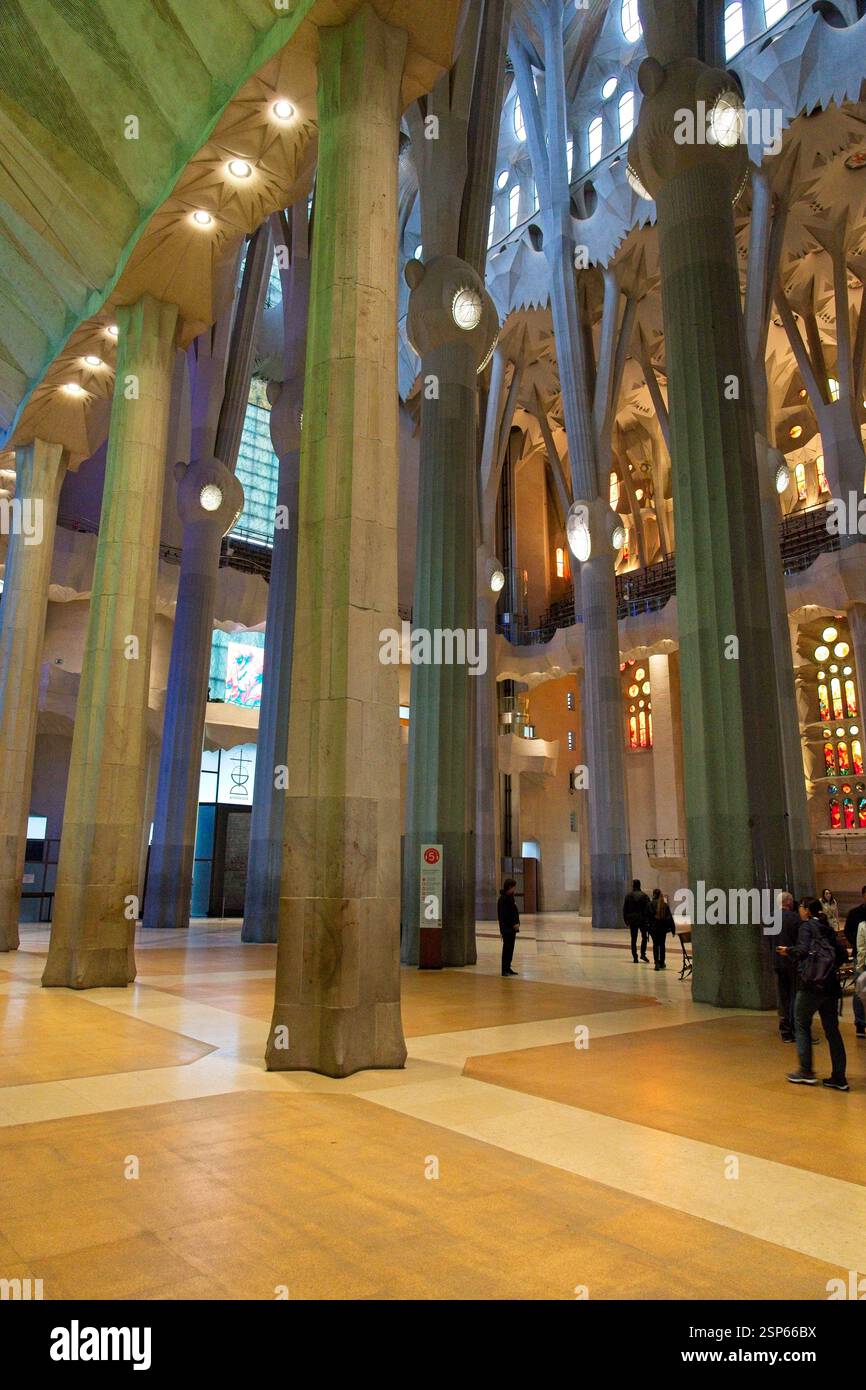 Barcelona Spain - 22 April 2024 - Light streaming through stain glass ...