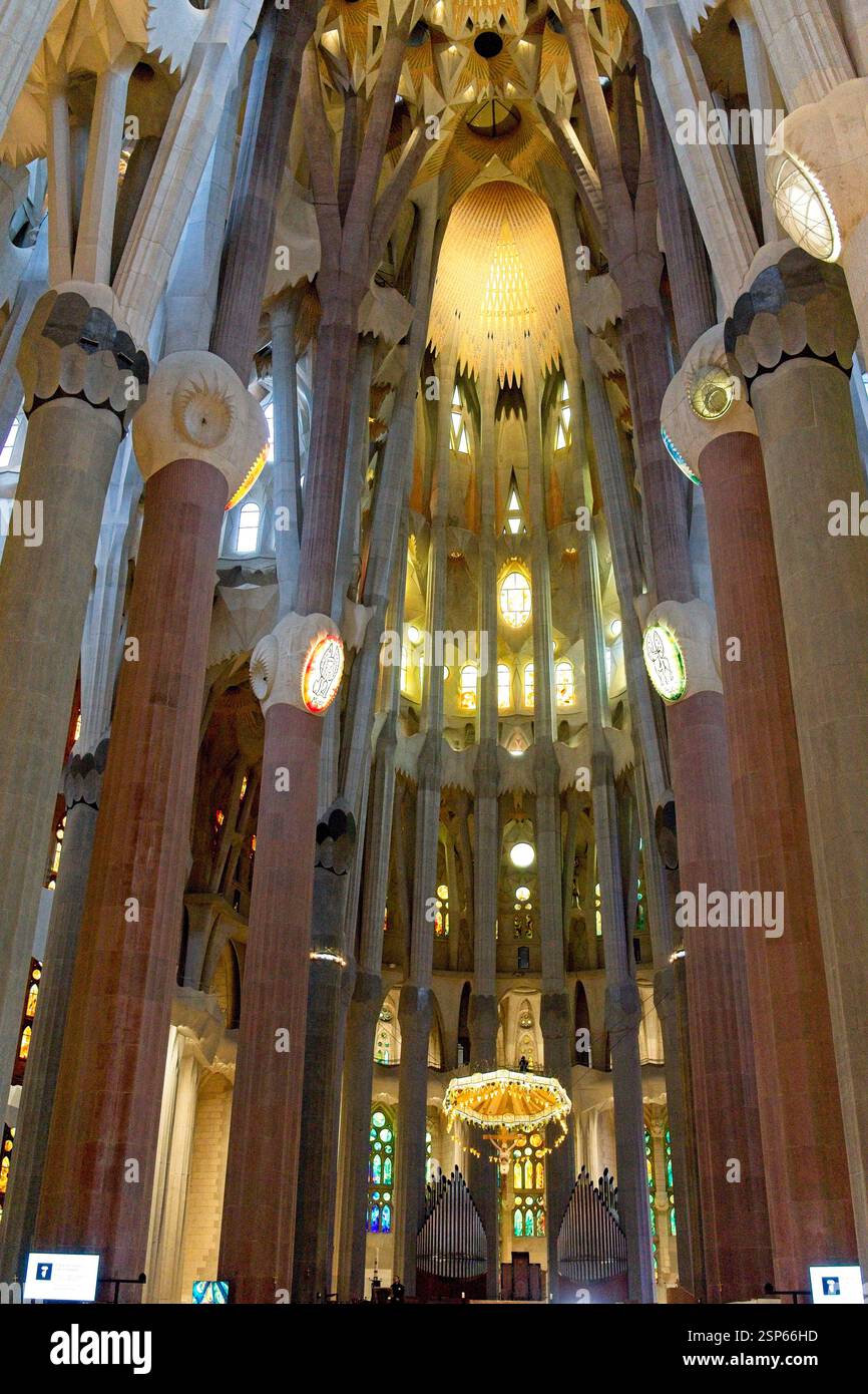 Barcelona Spain - 22 April 2024 - Light streaming through stain glass ...