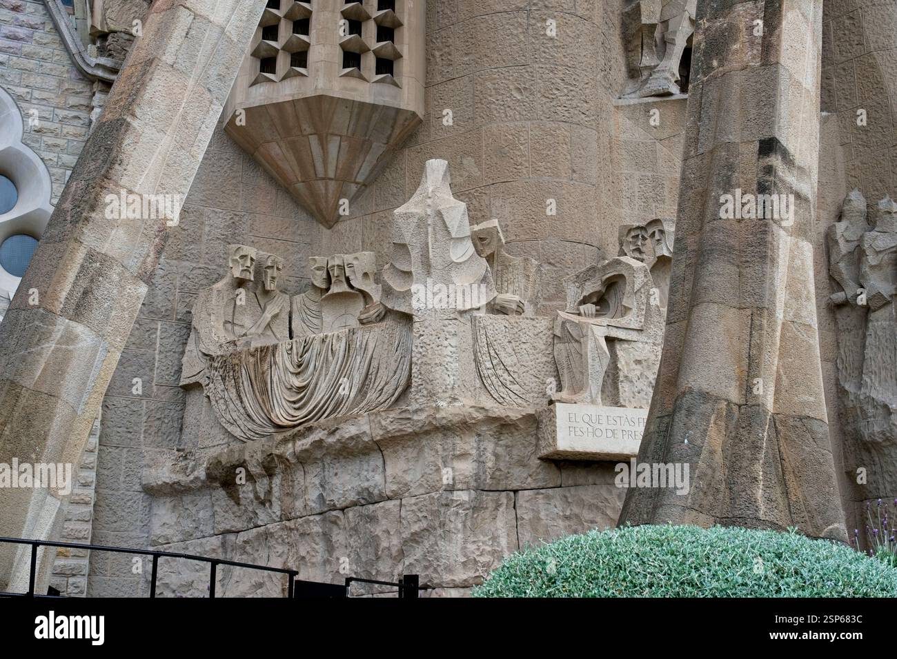 Barcelona Spain - 22 April 2024 - Detail in the exterior carvings and sculptures of the Sagrada ...