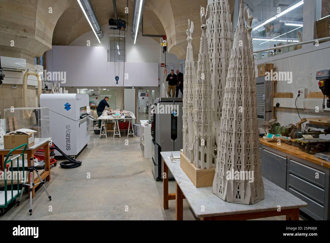 Barcelona Spain - 22 April 2024 - Workshop inside the Sagrada Familia ...
