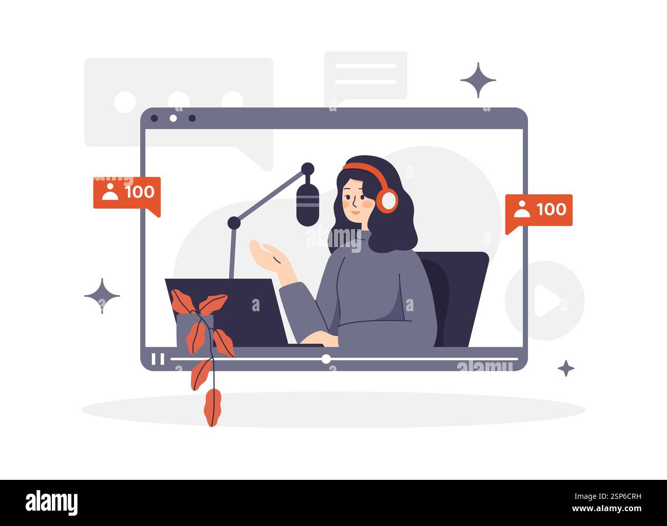 Girl speaking in microphone Stock Vector Images - Alamy