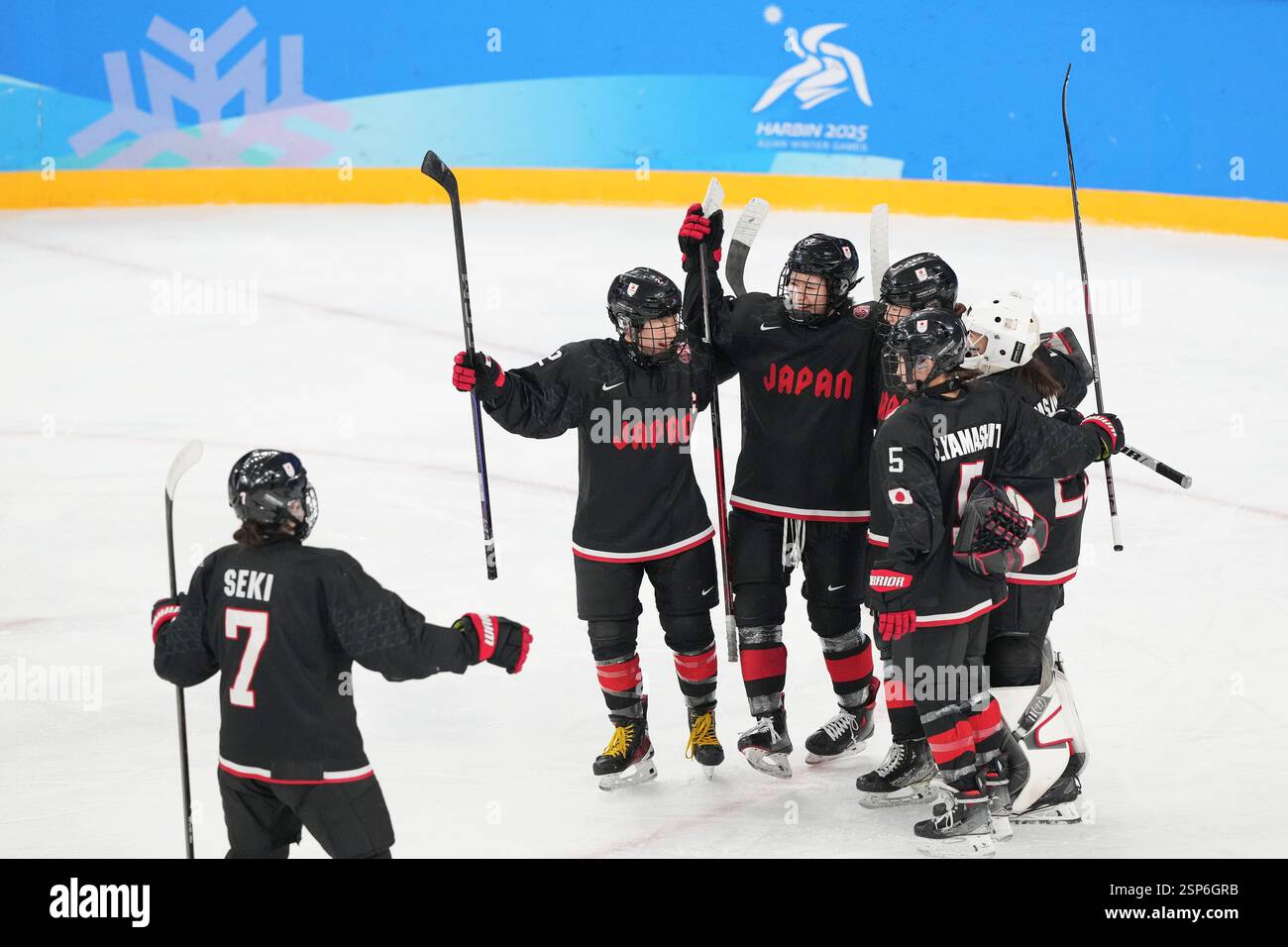 Harbin, China's Heilongjiang Province. 14th Feb, 2025. Players of Japan ...